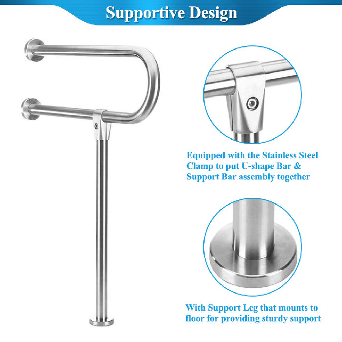 NEPPT 30-Inch Handicap Grab Bars Rails Toilet Handrails Bathroom Safety Bar Hand Support Rail ...